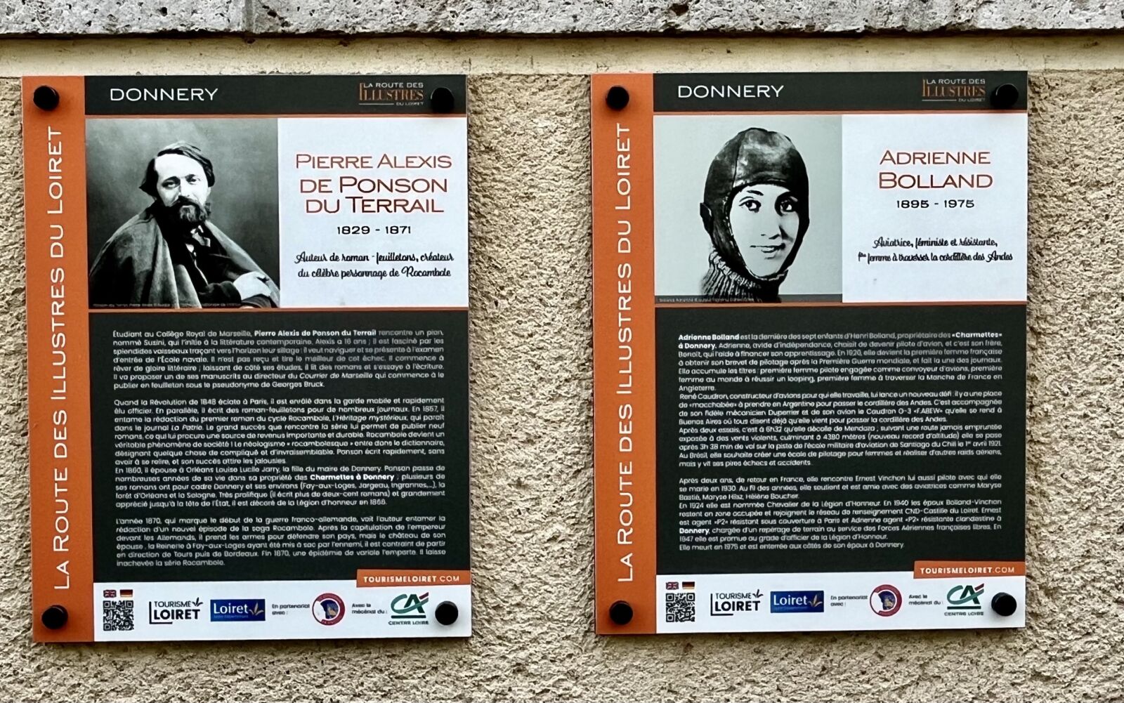 Plaques du souvenir pour Adrienne Bolland et Ponson du Terrail à ...